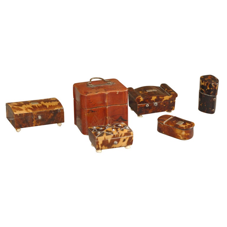 Set of Six Small Victorian Boxes at 1stDibs