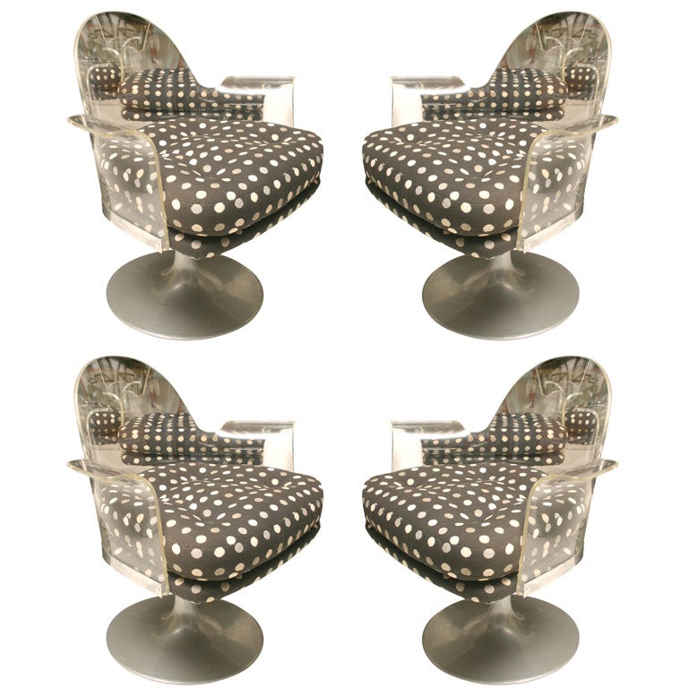 FUN LUCITE AND STEEL SIDE CHAIRS at 1stDibs