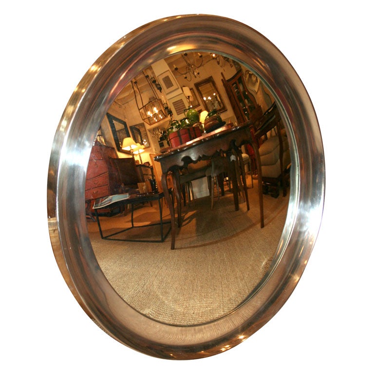 Round Chrome Mirror at 1stDibs
