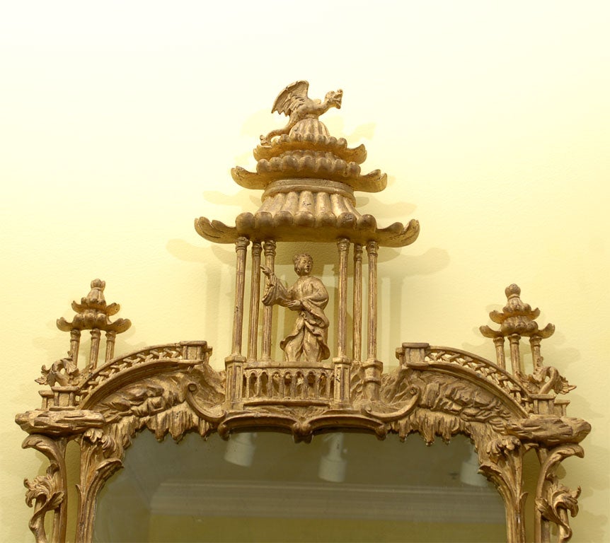 Pair of Aged Reproduction Chinese Chippendale Mirrors at 1stDibs