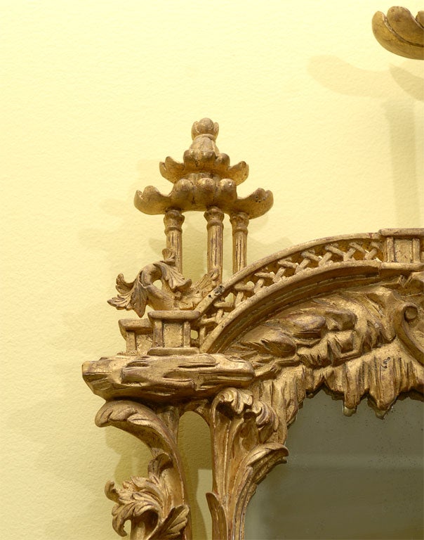 Pair of Aged Reproduction Chinese Chippendale Mirrors at 1stDibs