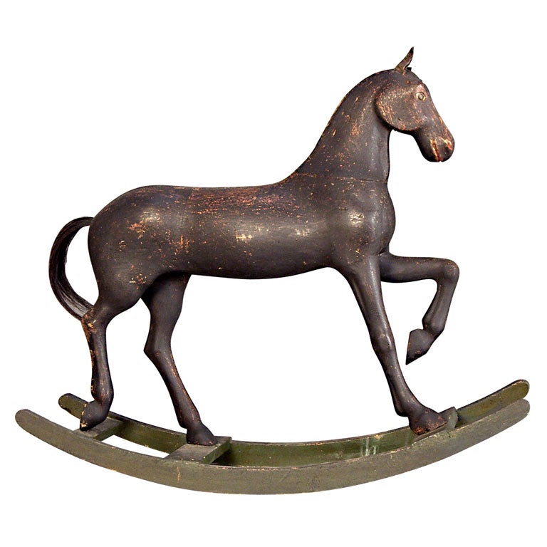 Carved Black Horse at 1stDibs