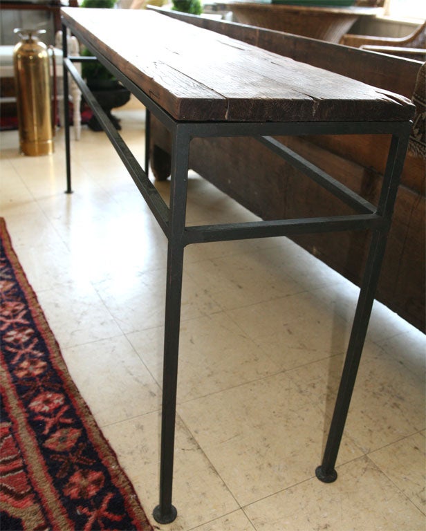 Custom Elm Wood Top/Metal Base Console Table at 1stDibs | console table ...