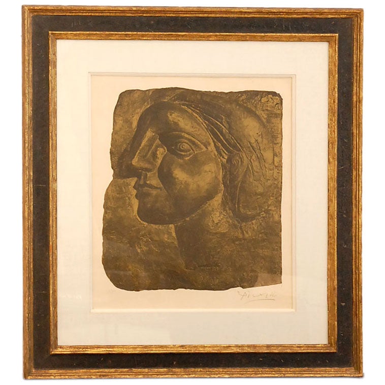 A Signed Picasso Collotype in Original 22K Gold Gilt Frame at 1stDibs