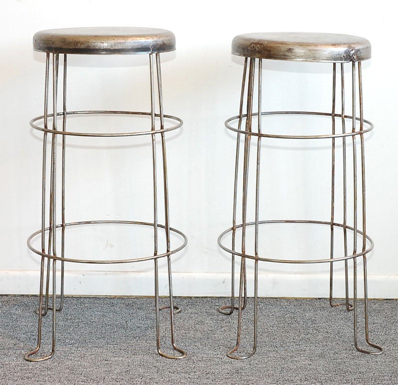 1920-1930'S INDUSTRIAL METAL BAR STOOLS at 1stDibs