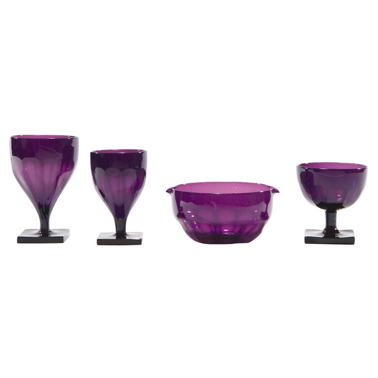19th c. Hand Blown Amethyst Crystal Stemware Service at 1stDibs