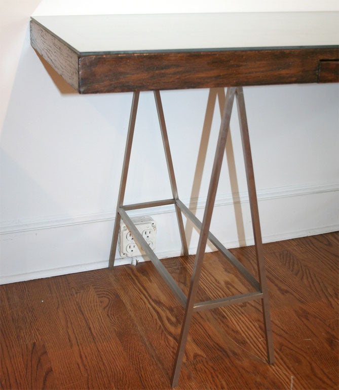 Desk with Steel Sawhorse Base at 1stDibs