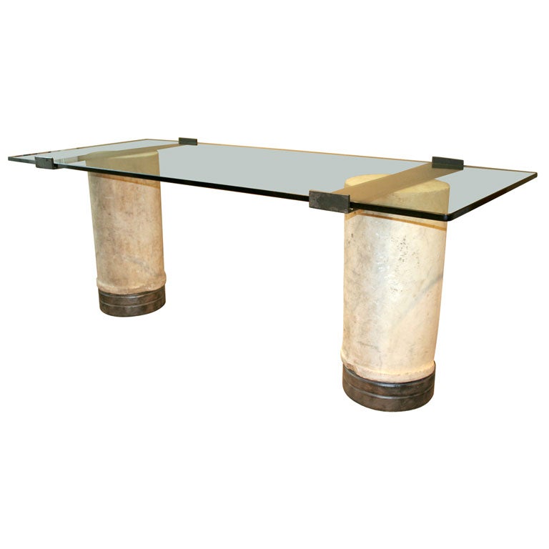 Marble Column Based Table at 1stDibs