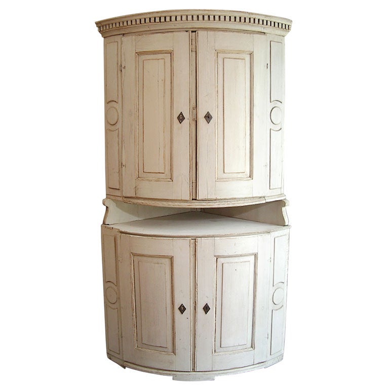 Swedish Round-Fronted Corner Cabinet at 1stDibs