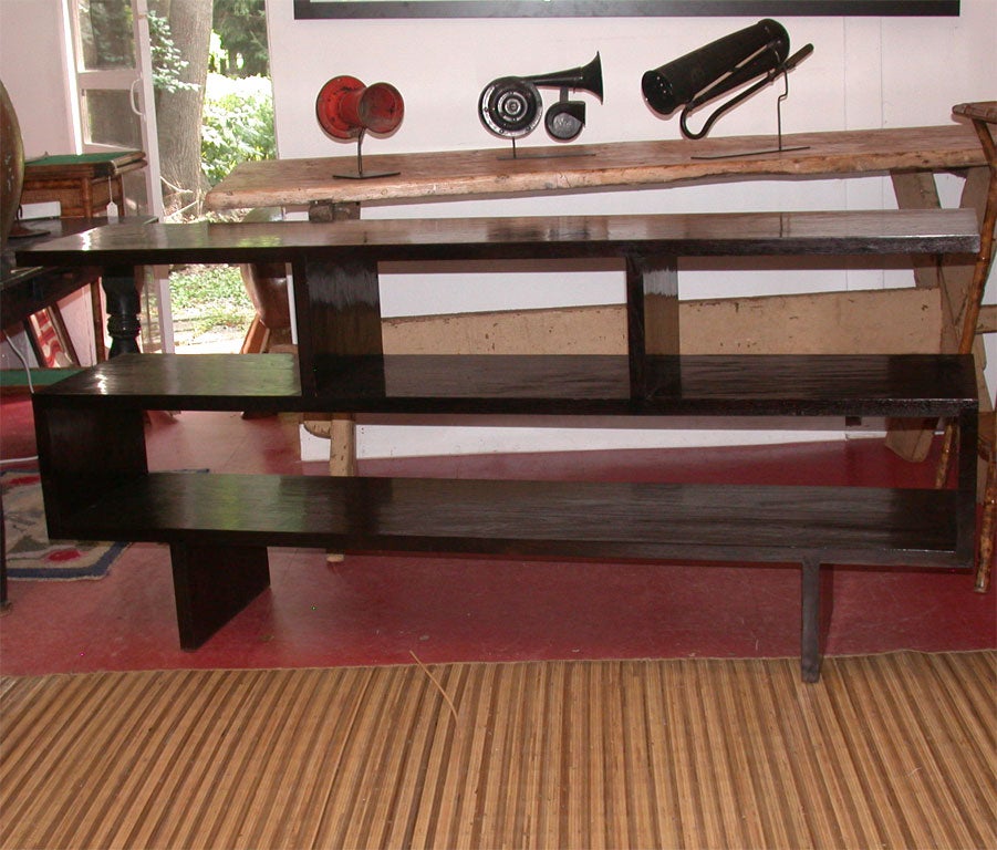 Bali Ebonized Hardwood Double H-Shelf For Sale at 1stDibs