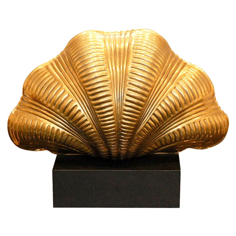 Art Deco solid brass shell table lamp at 1stDibs