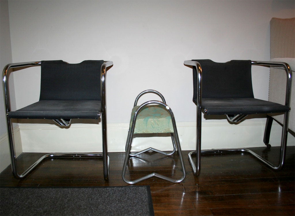Mid-century Pair of Chrome Chairs For Sale at 1stDibs