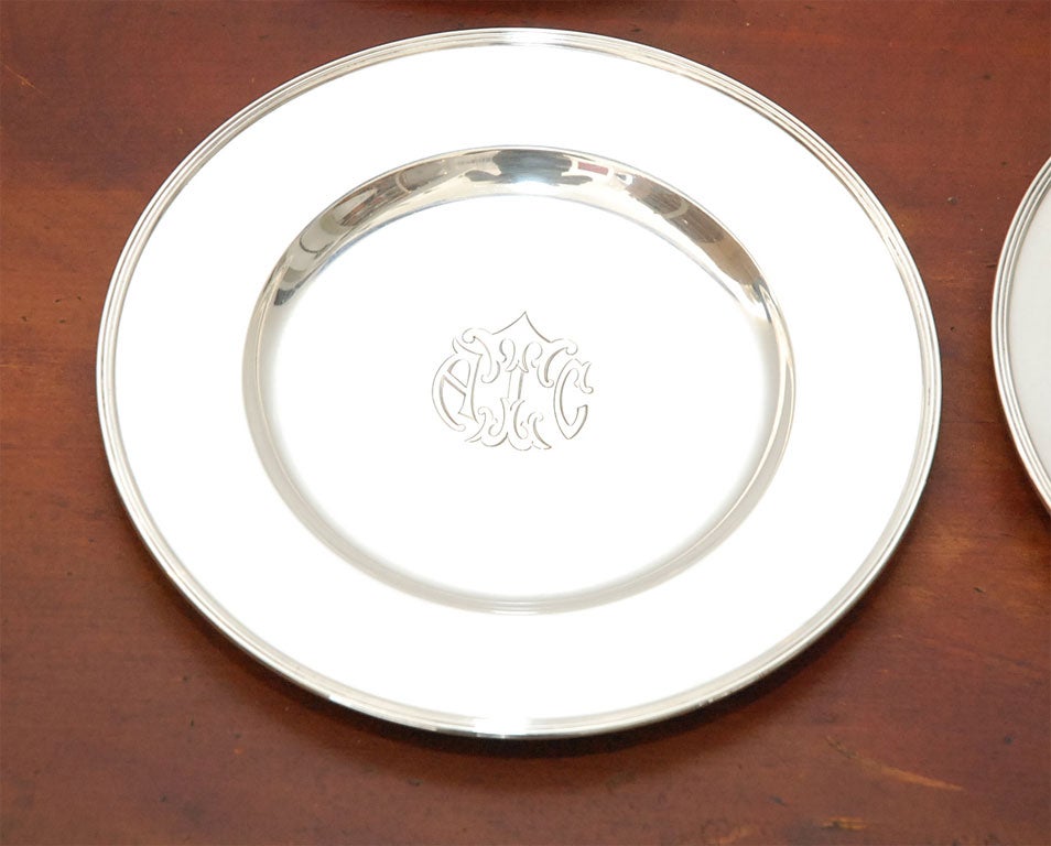 SET OF ANTIQUE STERLING SILVER DESSERT PLATES at 1stDibs