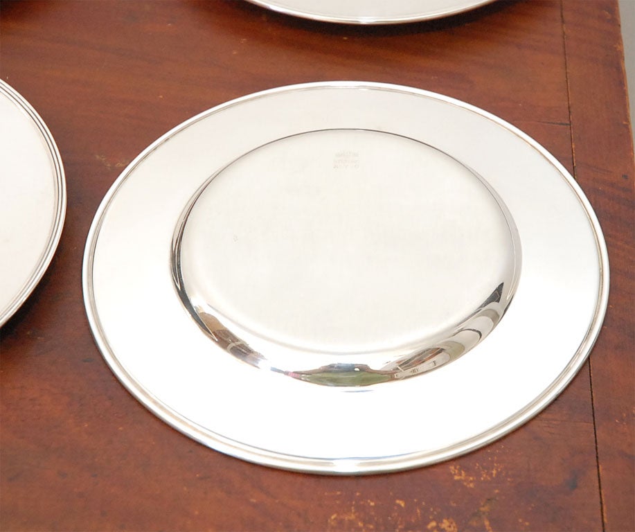 SET OF ANTIQUE STERLING SILVER DESSERT PLATES at 1stDibs