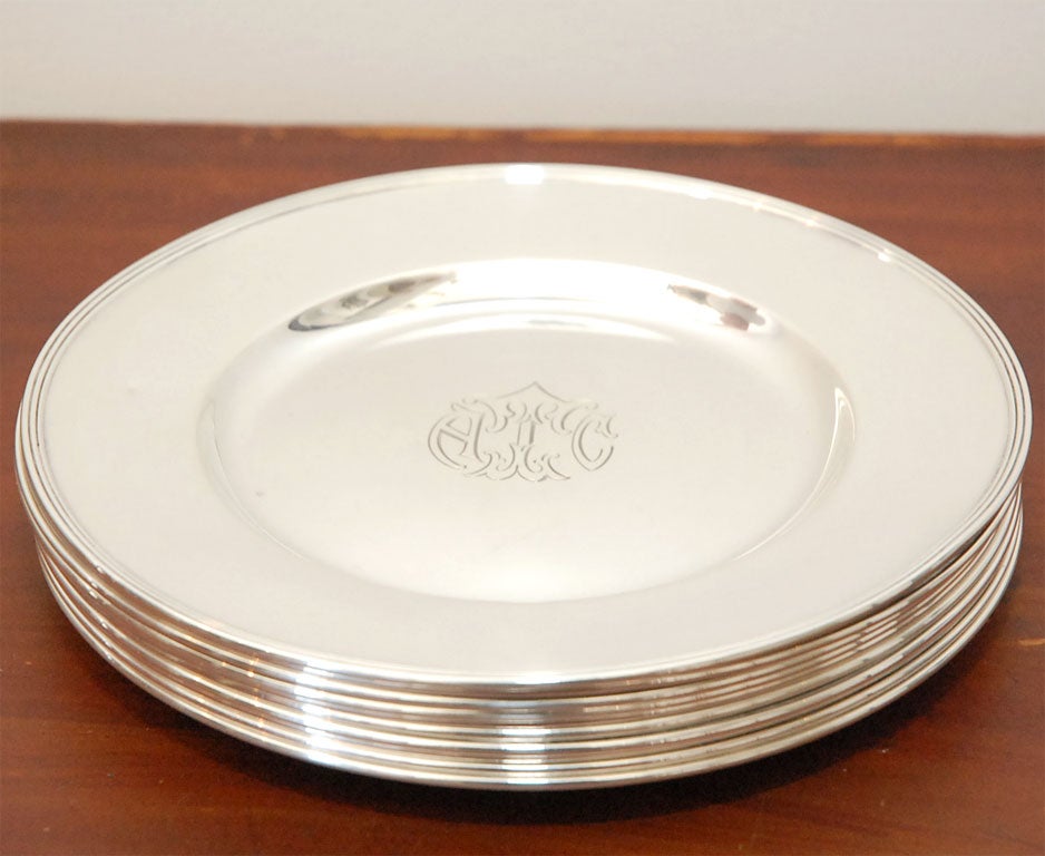 SET OF ANTIQUE STERLING SILVER DESSERT PLATES at 1stDibs