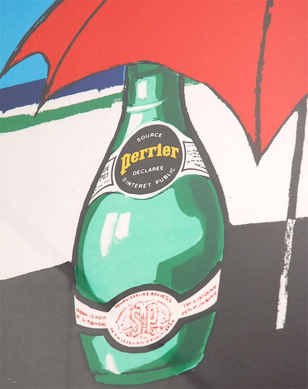 Perrier C`est Fou, long horizontal vintage poster at 1stDibs