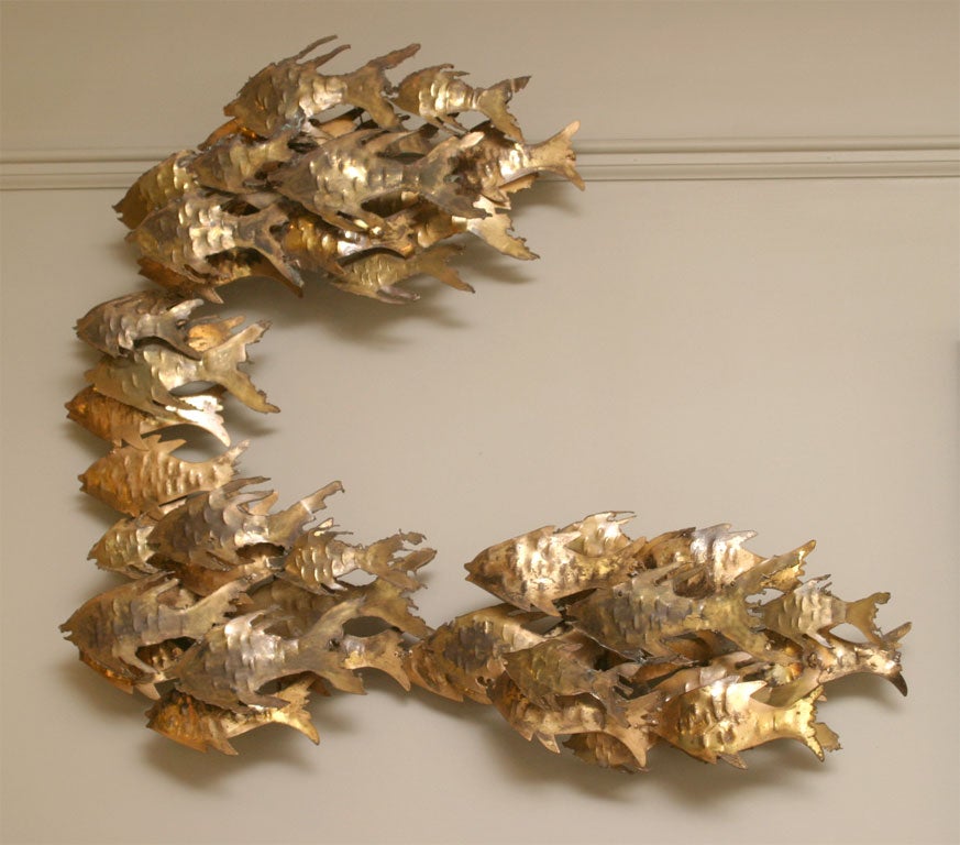 Large Exciting Curtis Jere Style School of Fish Sculpture at 1stDibs