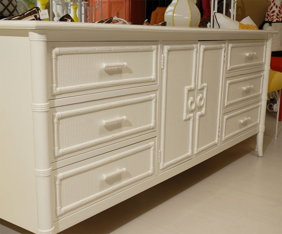 White Faux Bamboo Dresser at 1stDibs