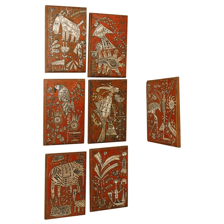 Set of Seven Ceramic Panels-Mid Century Italian at 1stDibs