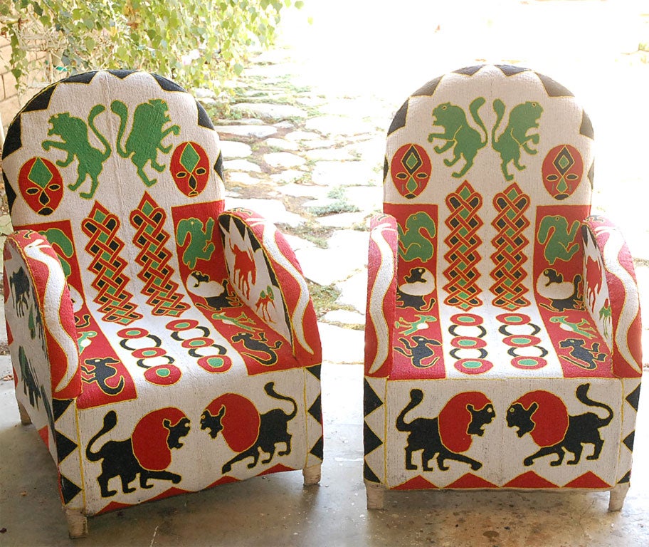 Pair of African Beaded Chairs at 1stDibs