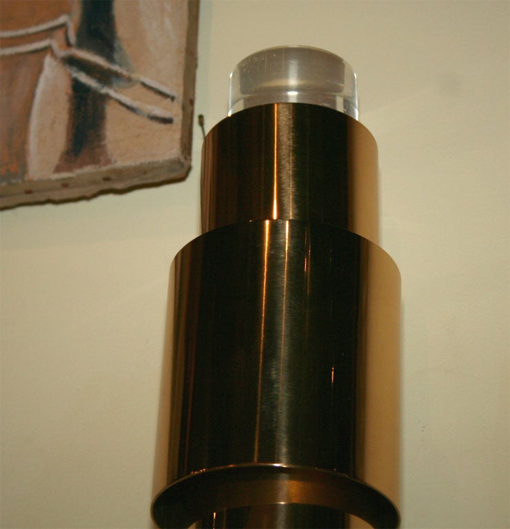 Pair of Polished Brass and Lucite Sconces, American 1960s at 1stDibs