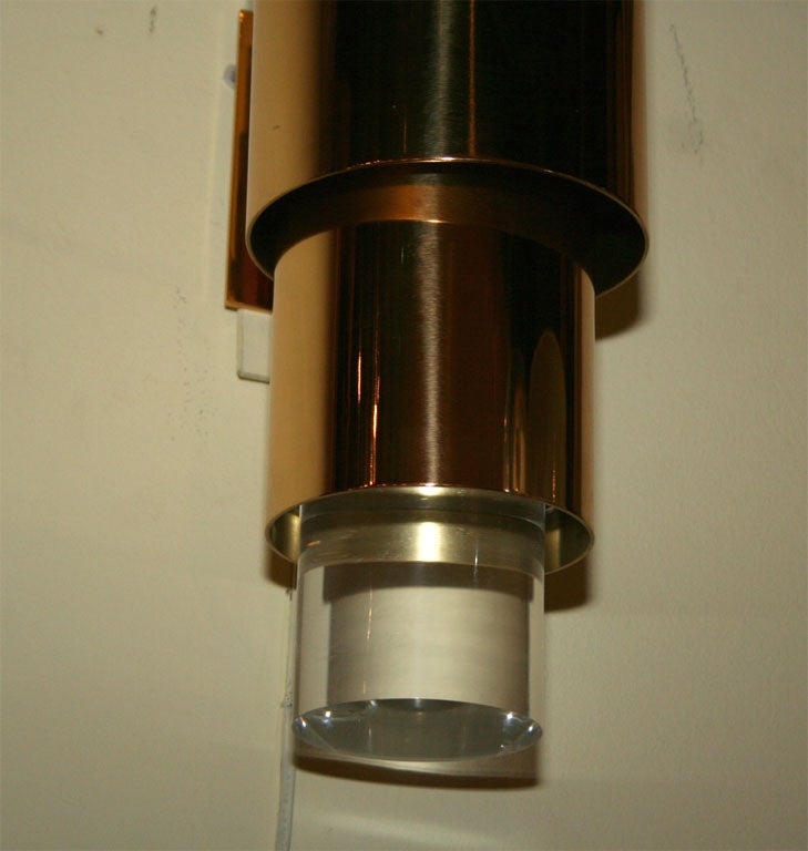 Pair of Polished Brass and Lucite Sconces, American 1960s at 1stDibs