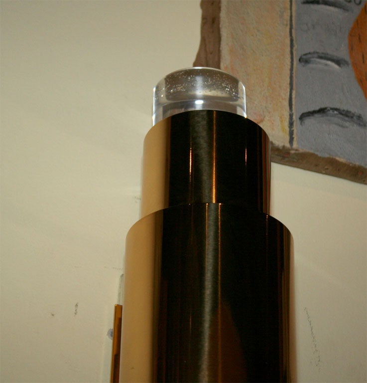 Pair of Polished Brass and Lucite Sconces, American 1960s at 1stDibs