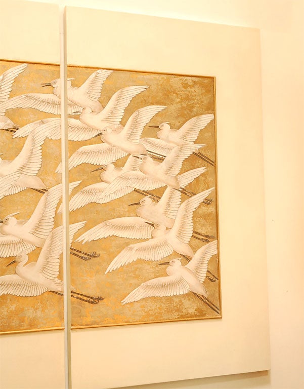 4 Panel Gold Leaf and Lacquer Relief at 1stDibs