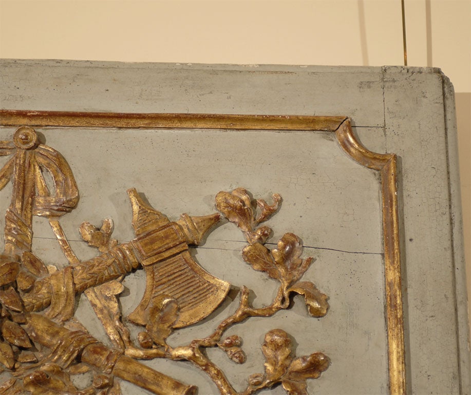 French Parcel-Gilt and Painted Decorative wall panel, c. 1780 at 1stDibs