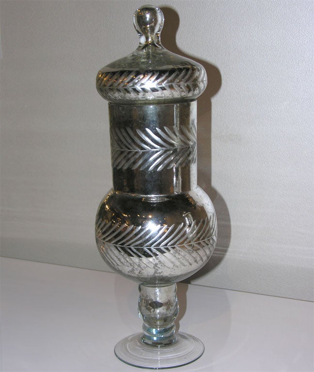 Pair Of Mercury Silvered Glass Apothecary Jars At 1stdibs