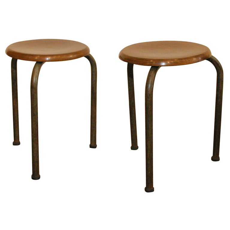 Pair #1 of JEAN PROUVE Stools at 1stDibs