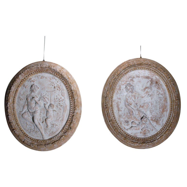 Pair of French Plaster Plaques at 1stDibs