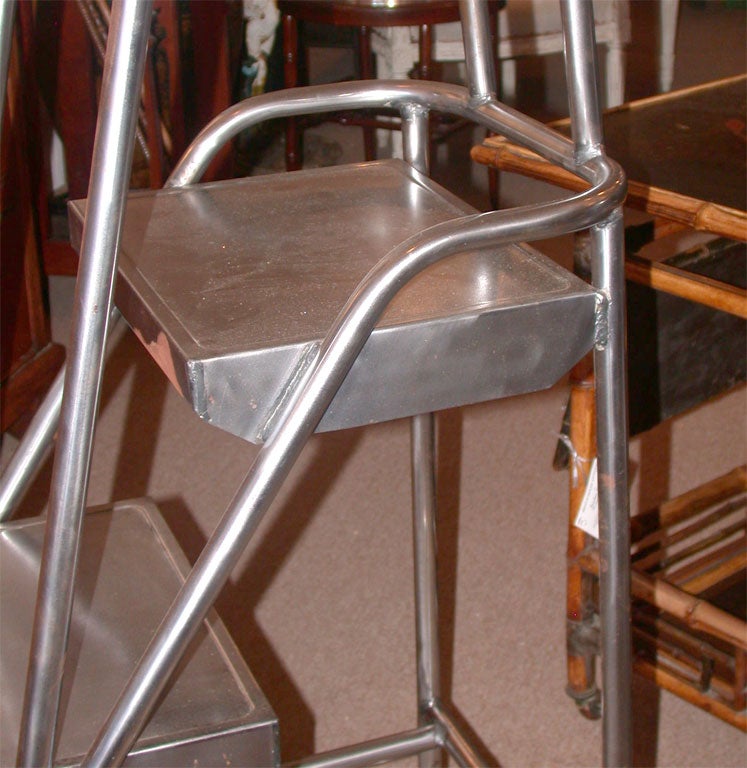 Vintage Metal Library Ladder For Sale at 1stDibs