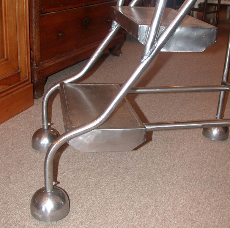 Vintage Metal Library Ladder For Sale at 1stDibs