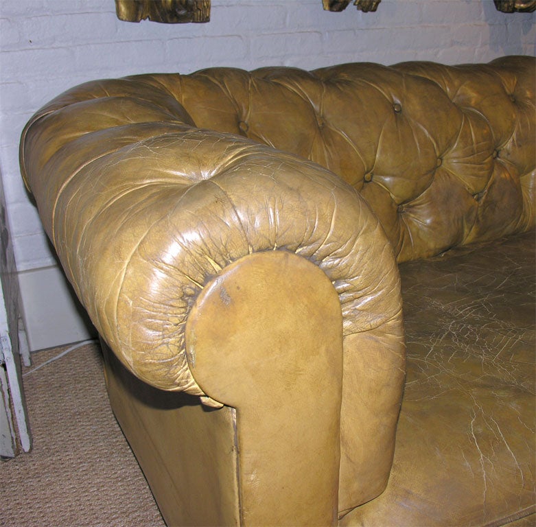 Chesterfield Sofa Upholstered in Cream Colored Leather at 1stDibs ...