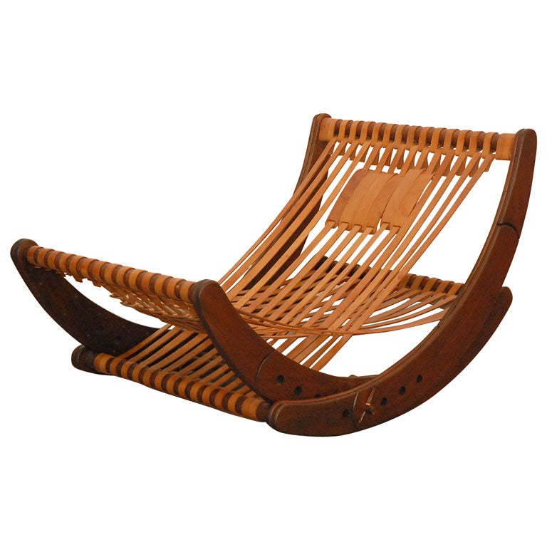 Leather and Mahogany Craftsman Rocker at 1stDibs