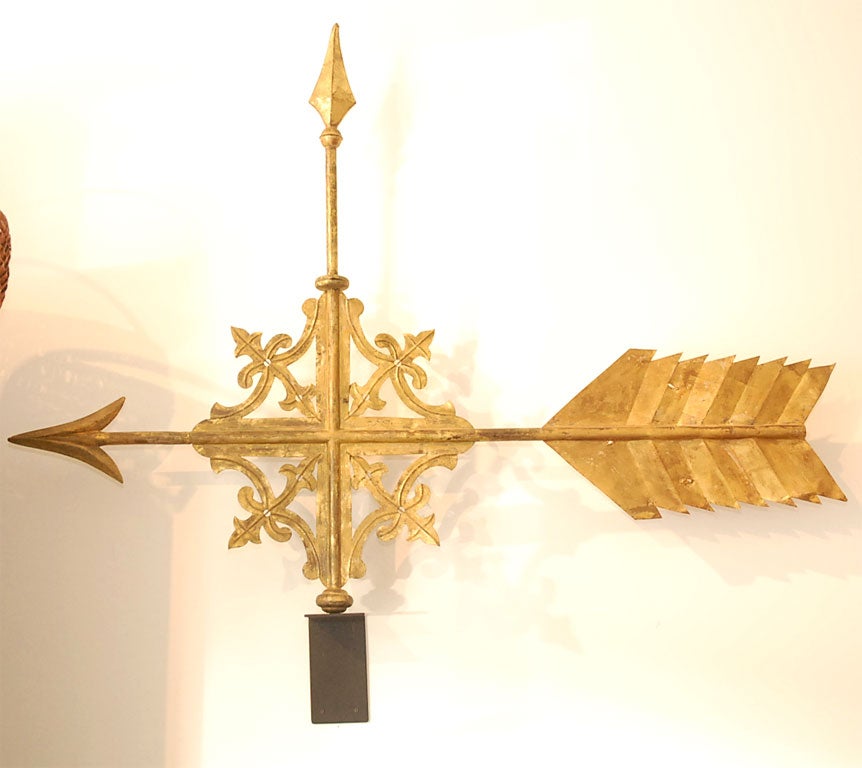 19th C. Rare Oversize Original Gilded Banner Weathervane at 1stDibs ...