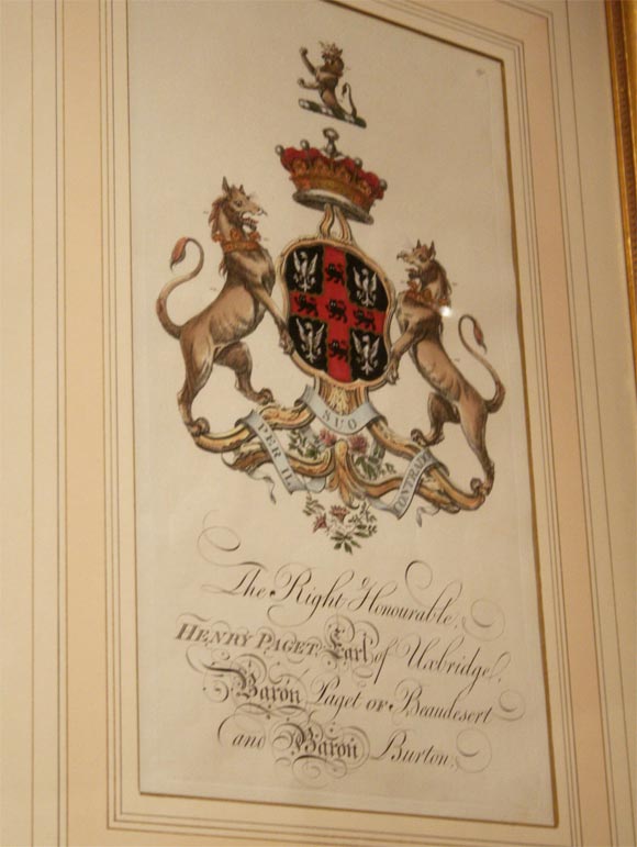 Three English Hand Colored Armorial Engravings. at 1stDibs