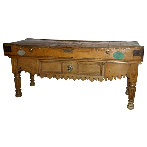 French 19th Century Butchers Block with Drawer at 1stDibs