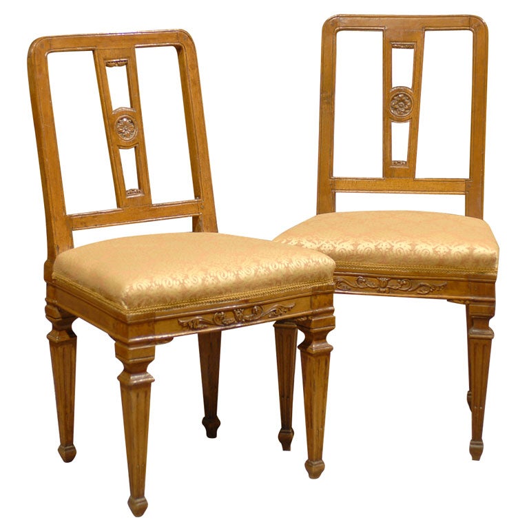 Pair of Gold Trimmed Neoclassical Opera Chairs For Sale at 1stDibs