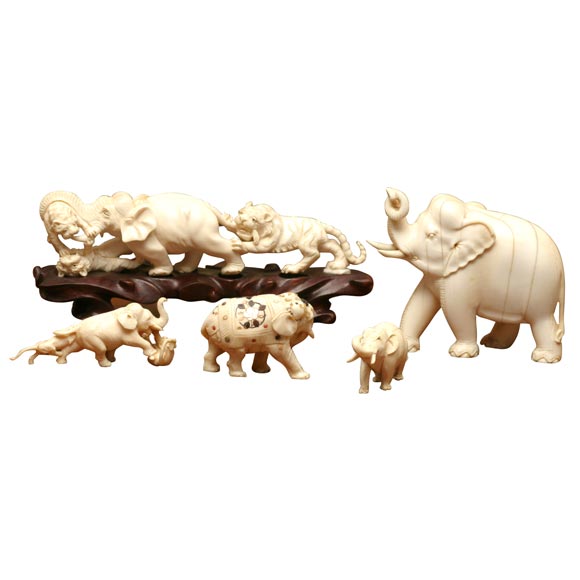 Group of Ivory Elephants at 1stDibs