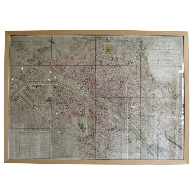 1812 Printed Road Map of the City of Paris For Sale at 1stDibs