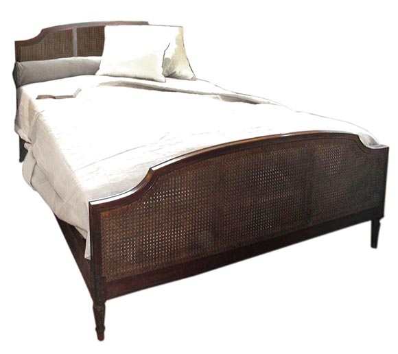 Queen Sized Caned Bed at 1stDibs