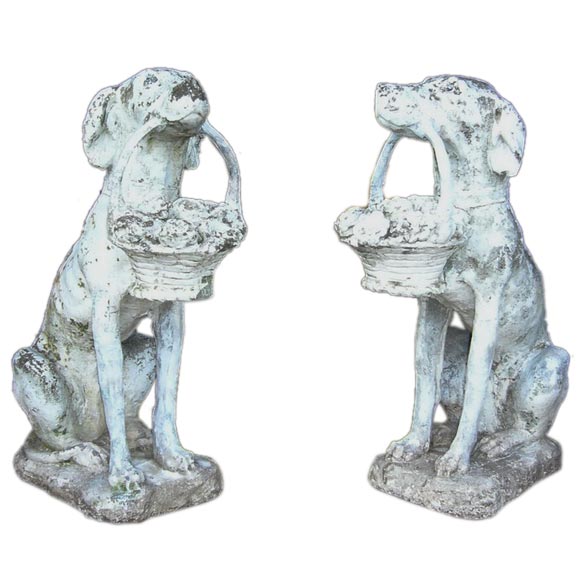 Pair of Garden Dog Statues at 1stDibs