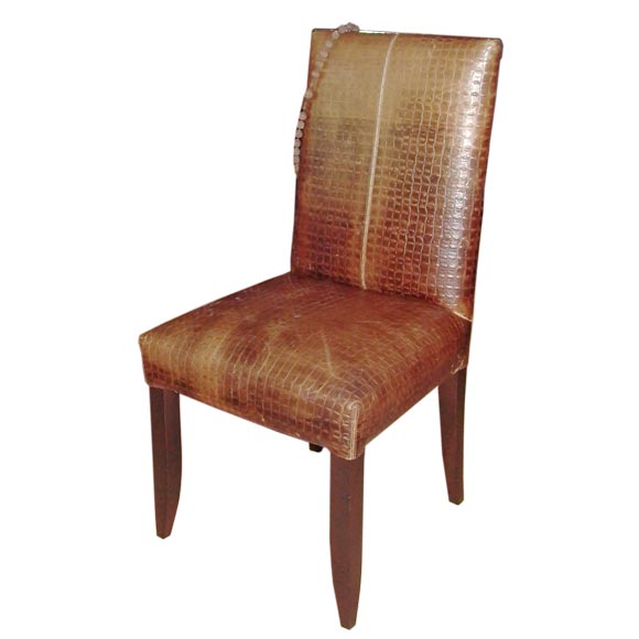 Faux Alligator Leather Chair at 1stDibs