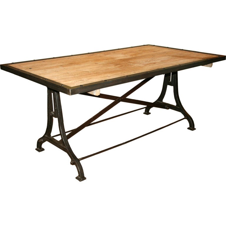 Large Industrial Table at 1stDibs