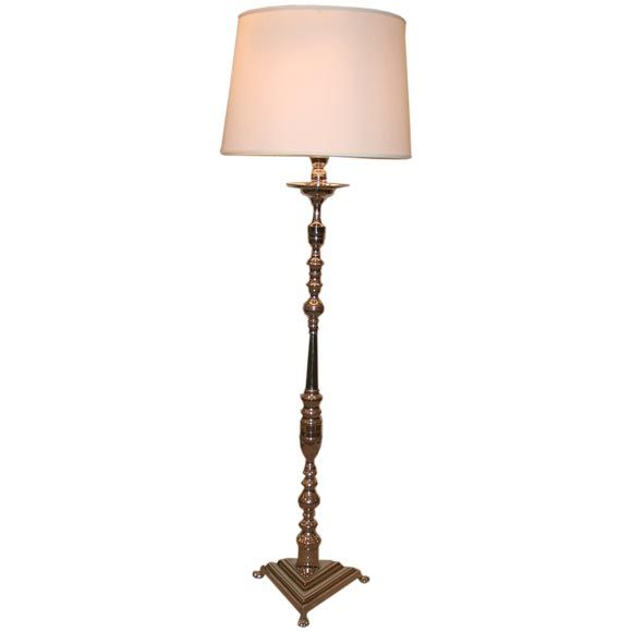 French Nickel Plated Bronze Floor Lamp with Triangular Base For Sale at ...