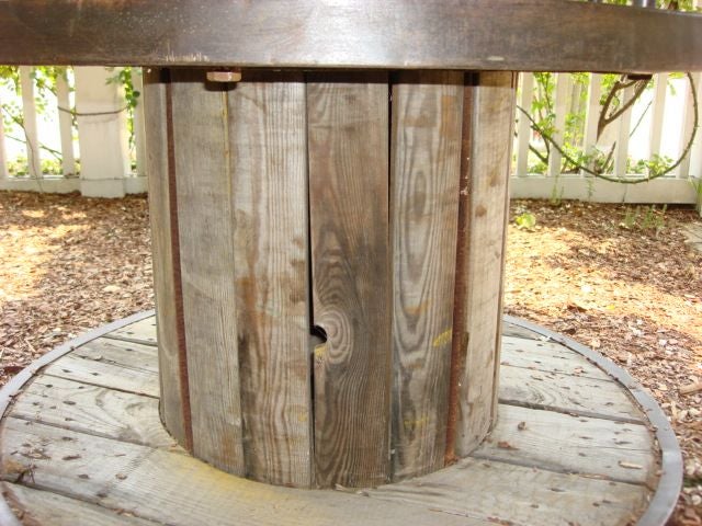 Belgian Marine Cable Wood and Iron Spool Table at 1stDibs