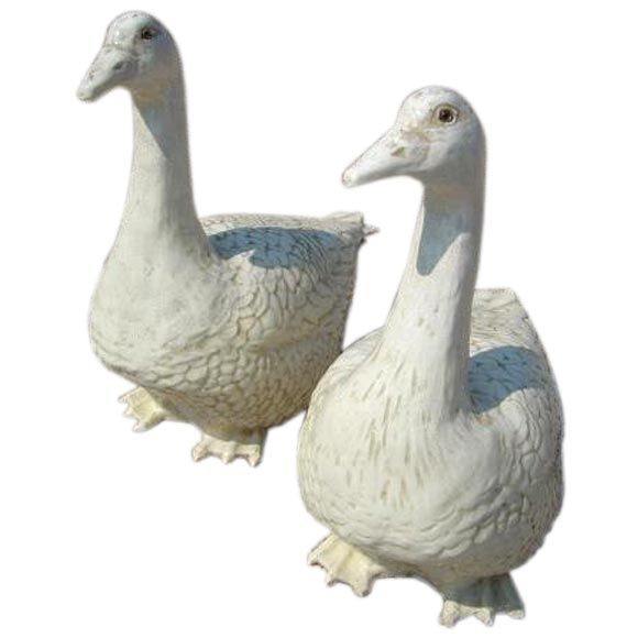 Pair of Ceramic Foie Gras Geese at 1stDibs
