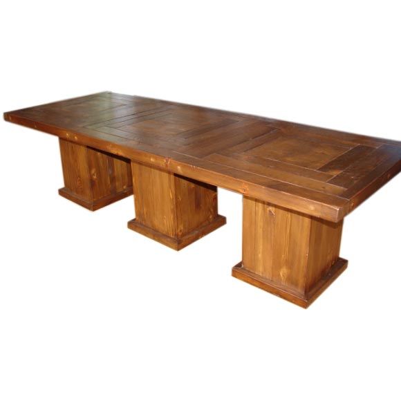 Triple "T" Block Wood Coffee Table at 1stDibs